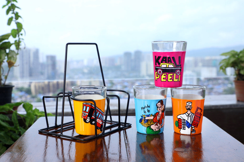 Amchi Mumbai Cutting Chai Tea Tapri glasses (set of 4 & 6) | PRAAGNEEK