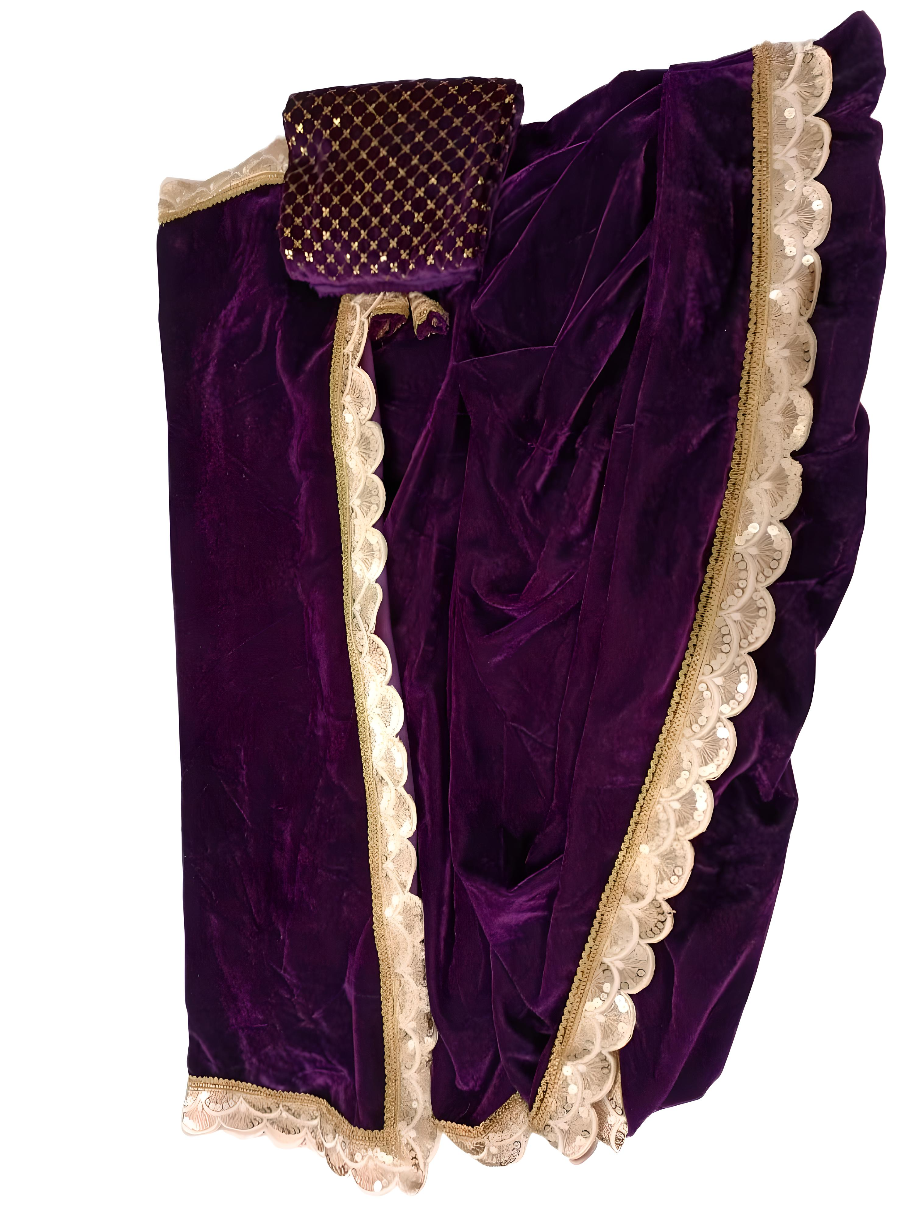 Marathi Stitched VELVET Nauvari Saree Peshwai - Wine Color – PRAAGNEEK