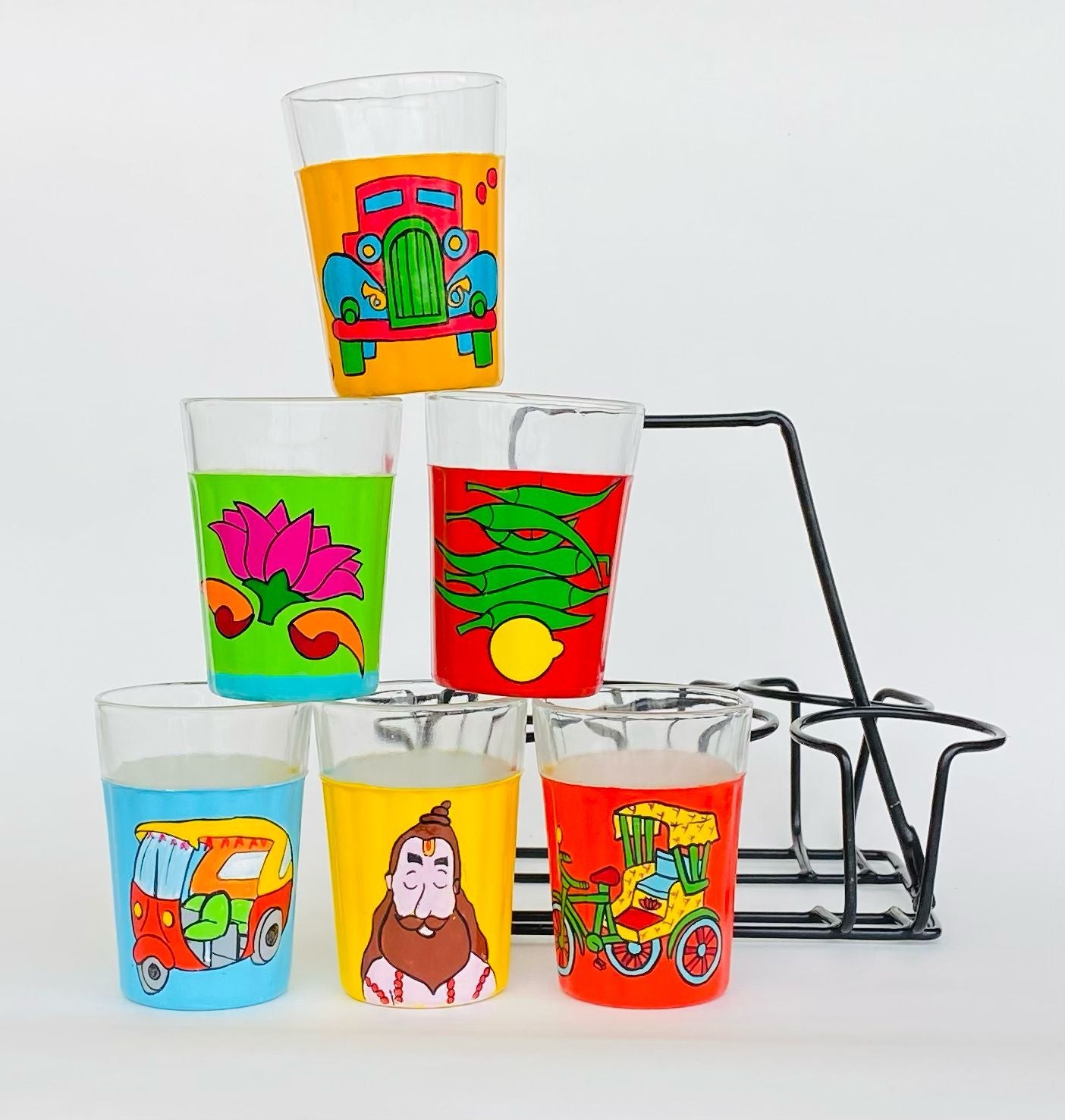 Super Six 7 Cutting Tapri Chai / Tea glasses (set of 6 glasses) – PRAAGNEEK