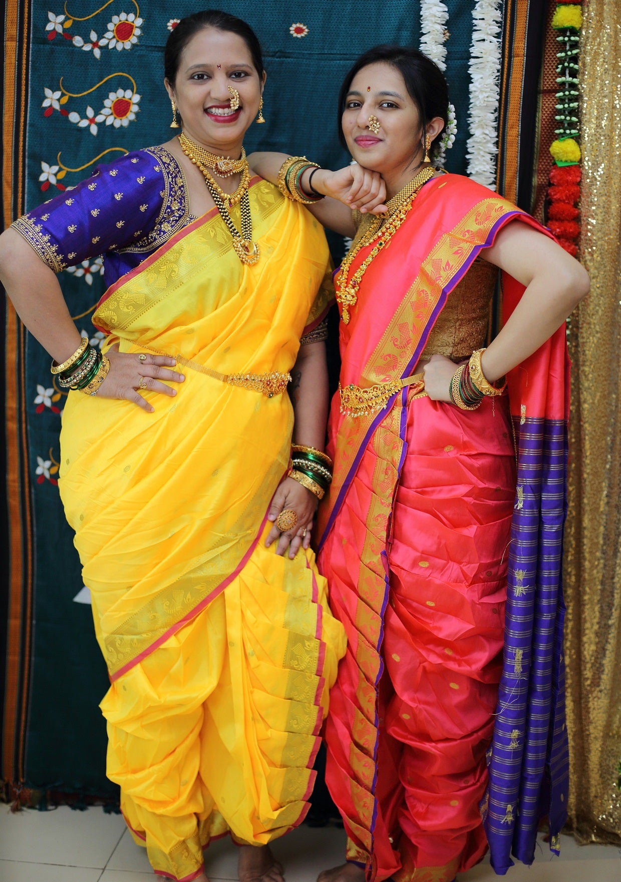 Stitched Marathi Nauvari saree - Rajalaxmi style - No Blouse – PRAAGNEEK