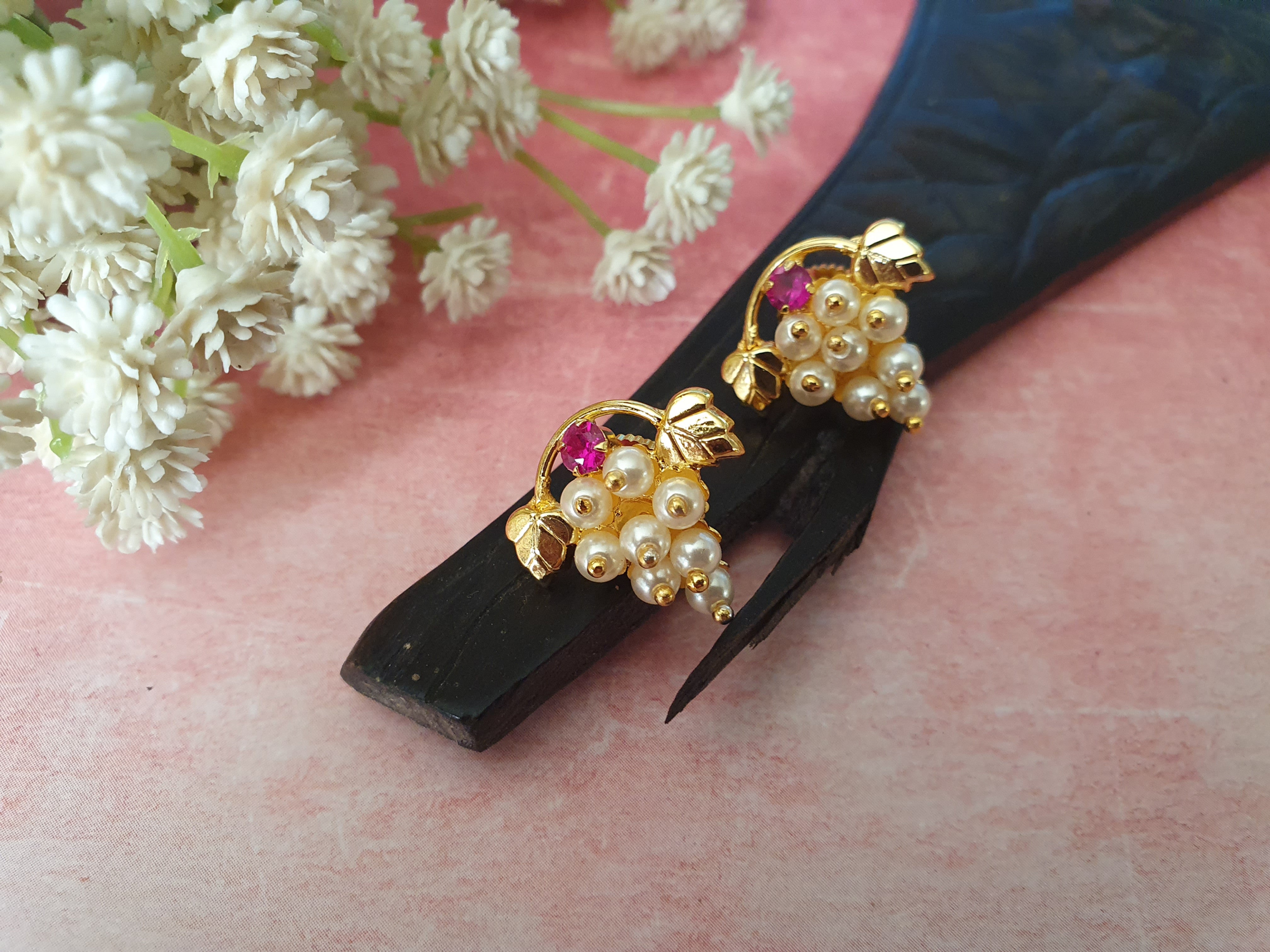 Traditional moti thushi grape tops earrings – PRAAGNEEK